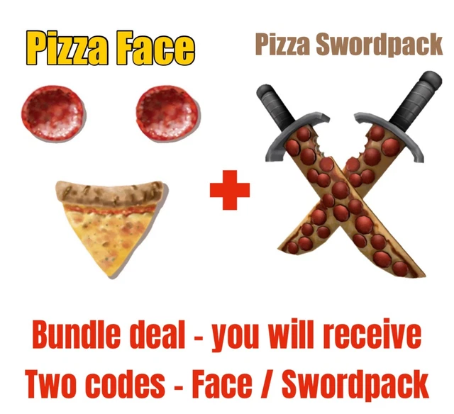ROBLOX PIZZA FACE & Swordpack Virtual Item Toy Codes - Bundle deal ...