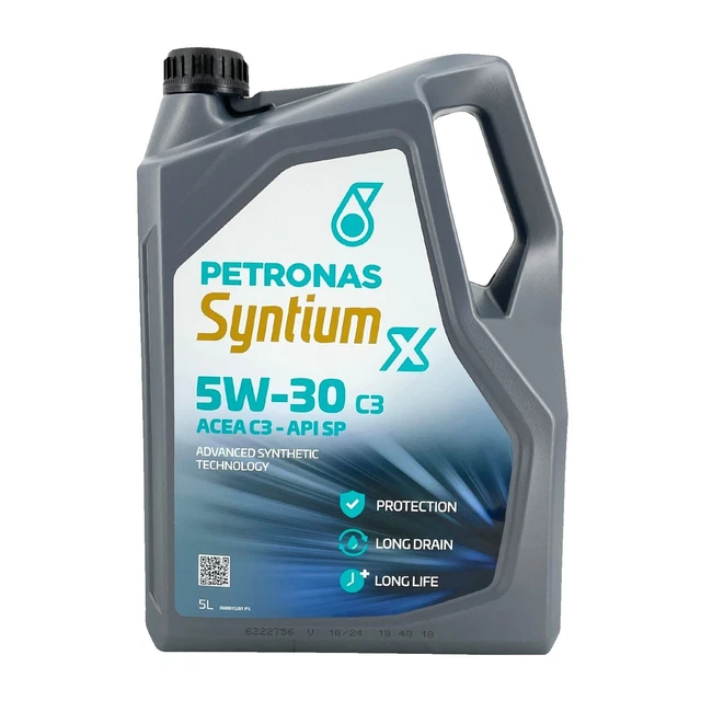 PETRONAS SYNTIUM X 5W-30 C3 Huile Moteur, API SP, ACEA C3, 5 Litres EUR ...