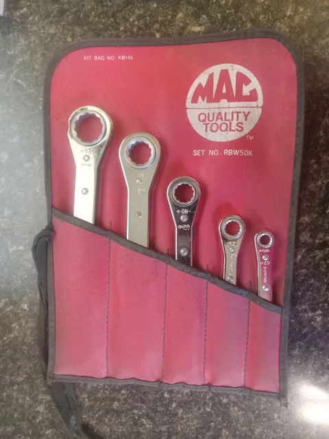 MAC TOOLS RBW50K Ratcheting Wrench Set W/ Kit Bag 5 wrenches 10 sizes ...