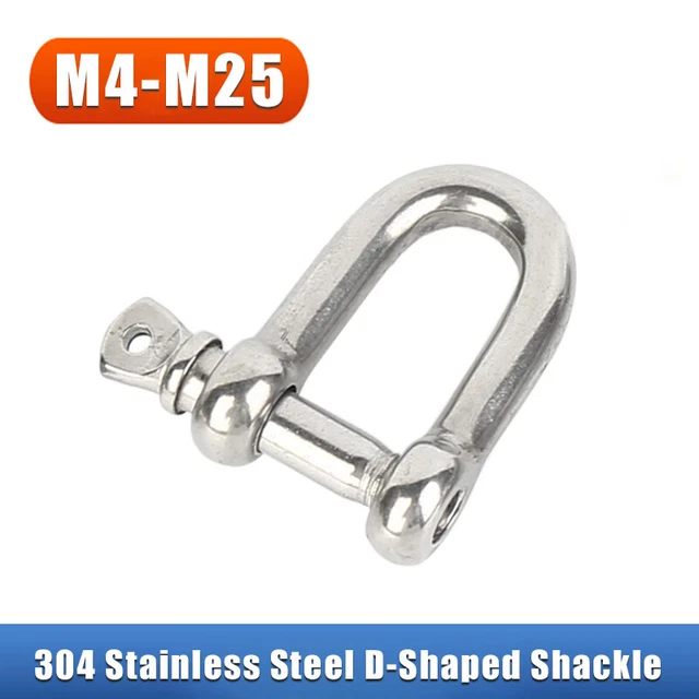 D-SHAPED SHACKLE 304 Stainless Steel Lifting Connect Rigging Buckles M4 ...
