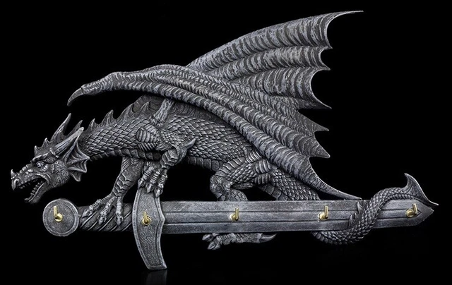DRAGON TABLEAU DES Clés - Panneau de Clefs Dragon Figurine Déco EUR 30 ...