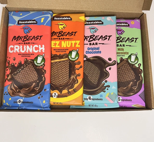 MR BEAST CHOCOLATE Feastables Bar Box, 4 Flavours £16.99 - PicClick UK