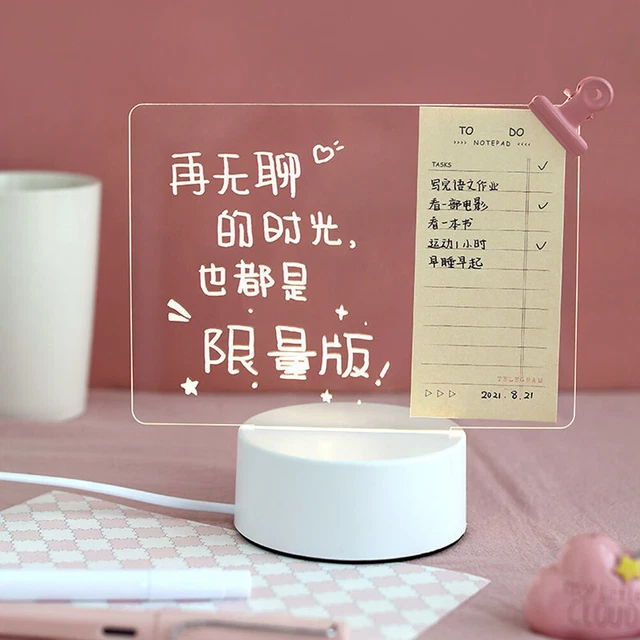 LED MESSAGE BOARD Light Rewritable Acrylic DIY Writing Lamp for Home ...