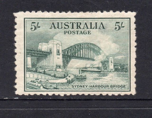 1932 AUSTRALIA (MINT) Sydney Harbour Bridge. Five Shillings 5/-. Green ...