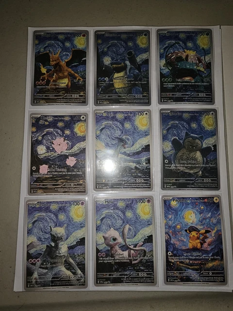 POKEMON VAN GOGH Starry Night Custom Fan Art Complete Set! (9) FREE ...