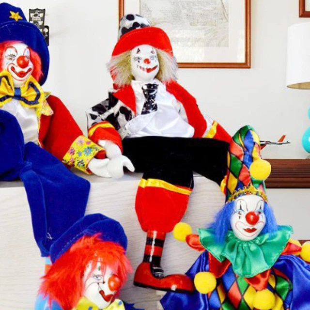 CLOWN FIGURINE CUTE Gift 41cm Porcelain Clown Doll Action $31.91 ...