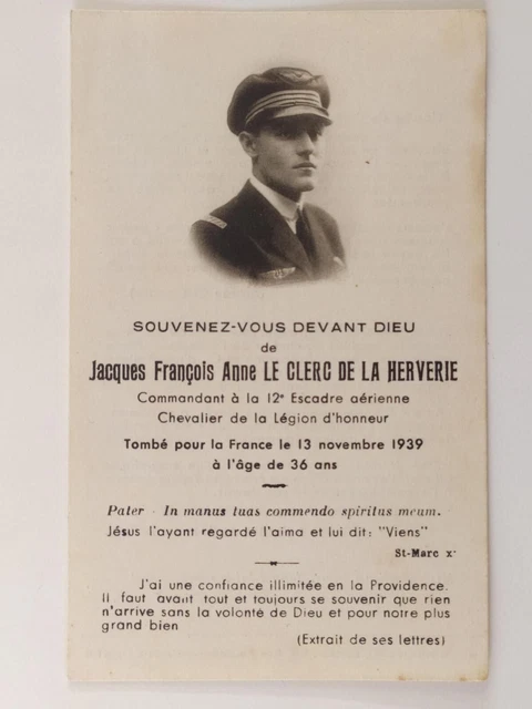 FAIRE PART DE décès militaire / Commandant Seconde guerre mondial WW2 EUR 55,00 - PicClick FR