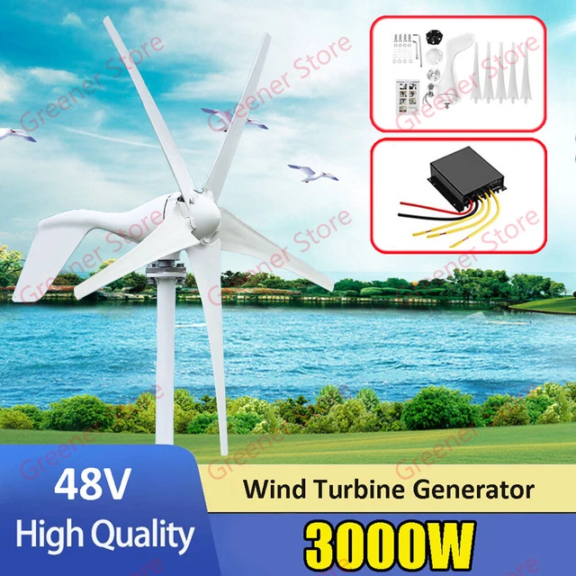 3000W 48V 5 Blades Wind Turbine Generator Enery Power Kit w/ Charge ...