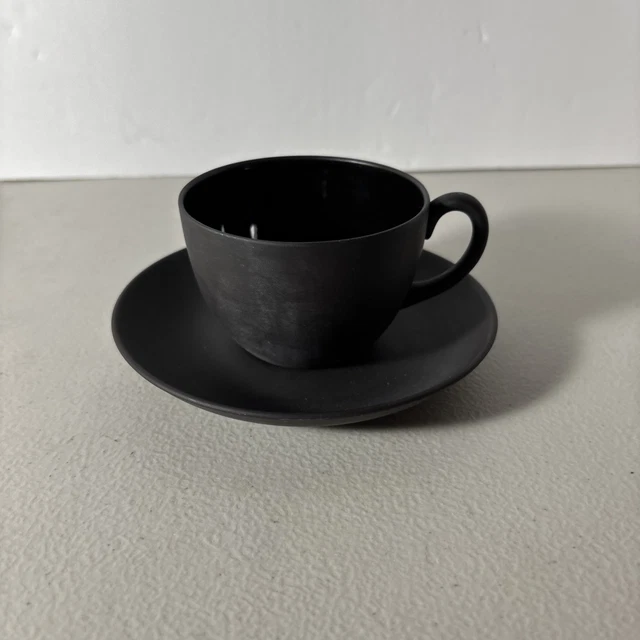 VINTAGE WEDGWOOD BLACK Basalt Jasperware Matte Black Tea Cup & Saucer £34.22 - PicClick UK