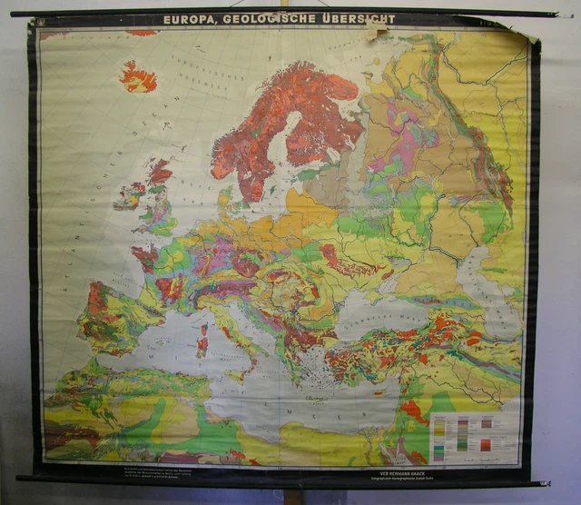 SCHULWANDKARTE BELLE VIEUX Carte De L'Europe Geologie Map 205x187 ...