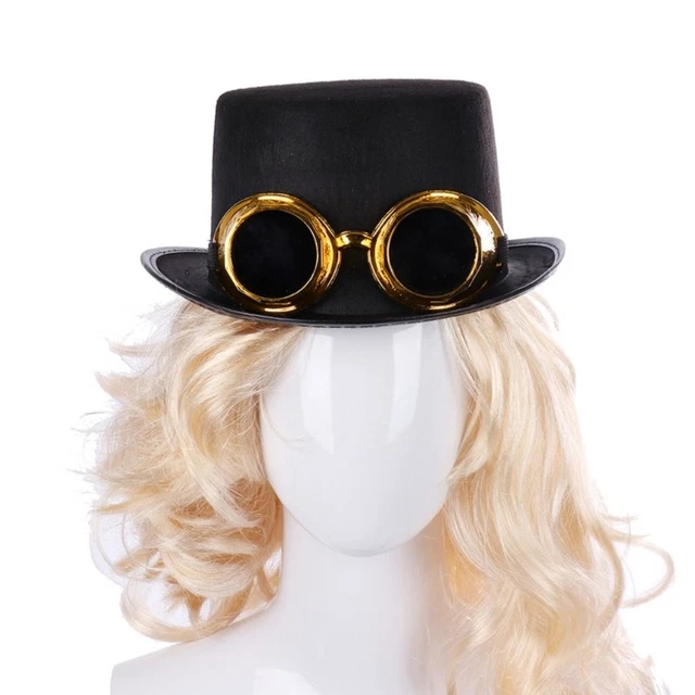 STEAMPUNK GOTHIC TOP Hat with Detachable Goggles Carnival Halloween ...
