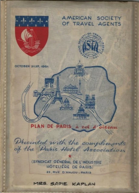 1951 HIGHLY DETAILED Jumbo Fold-Out Tourist Map of Paris - Nice ...