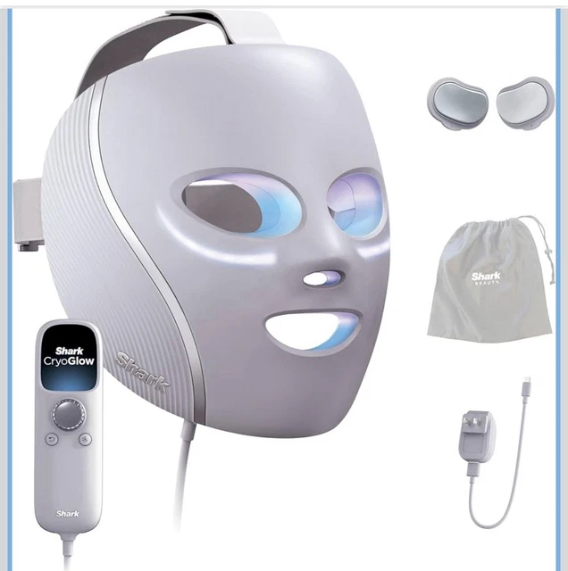 SHARK CRYOGLOW LED Face Mask with Under-Eye Cooling Remote Control ...