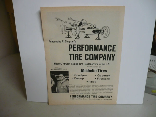 VINTAGE AUTOMOTIVE ADVERTISING Print Ad Performance Tire Company ...