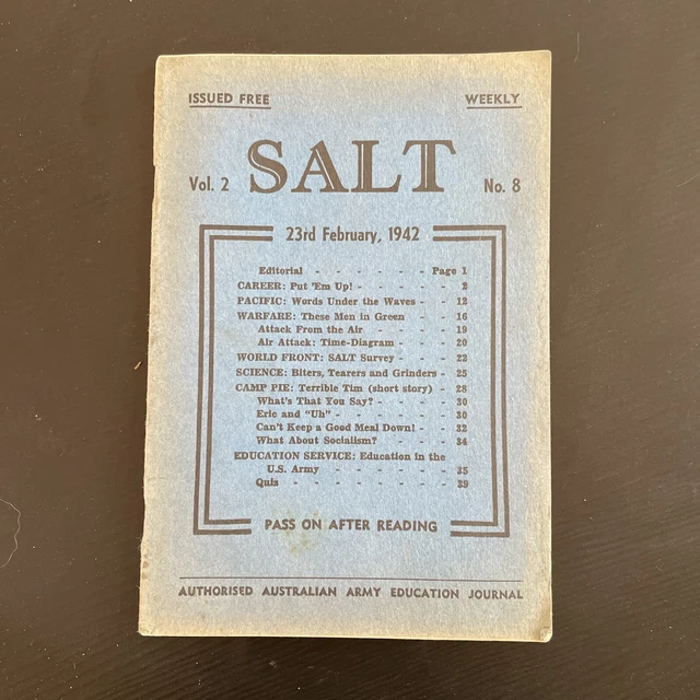 VINTAGE WW2 SALT Aust Army Magazine ANZAC Book 1942 Booklet Volume 2 No ...