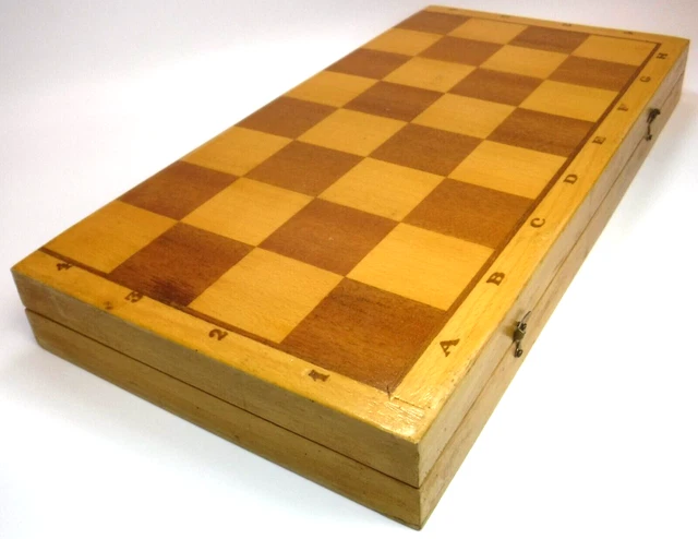 VINTAGE 1983 USSR Wooden Chess Board Folding Storage w/ Original Soviet ...