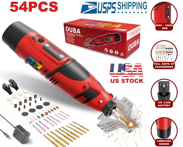 OUBA MINI CORDLESS Rotary Tool with 12v Battery ,Kit w/54pcs ...