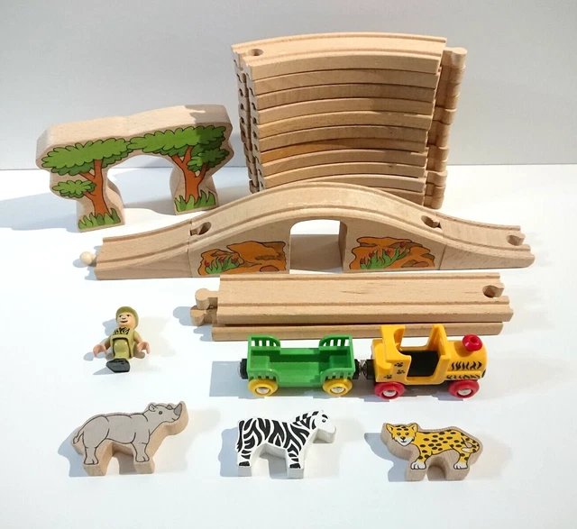 WOODEN RAILWAY TRAIN - Genuine BRIO Safari Set 33007 Rare - Learning ...