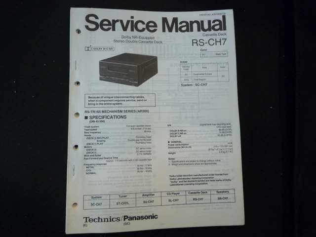 ORIGINAL SERVICE MANUAL Schaltplan Technics RS-CH7 EUR 12,50 - PicClick DE