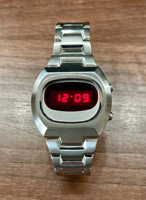 ADIDAS RED LED Retro Digital Watch - HSD601 Stainless Steel *Rare ...