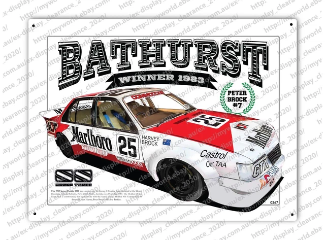 MINI TIN SIGN #0267 Bathurst 1983 Winner P.brock Vh Commodore 185Mm X ...