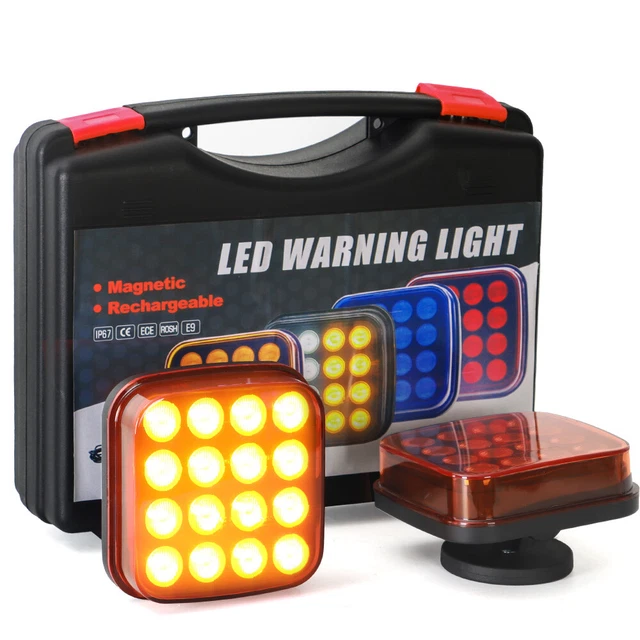 BATTERY OPERATED AMBER LED Beacon Safety Flashing Light Warning ...