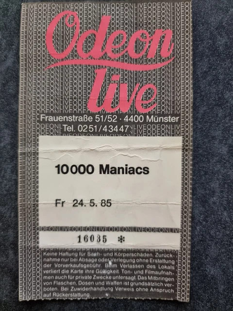ALTE KONZERT KARTE - Konzert Ticket - 10000 Maniacs - 24.05.1985 ...