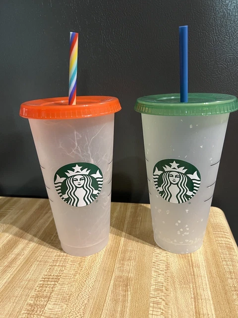 TWO STARBUCKS 24OZ Reusable Color Changing Cold Cups One Multi-color ...