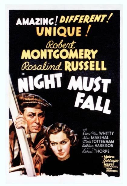 NIGHT MUST FALL poster Robert Montgomery Rosalind Russell on 1937 Movie ...