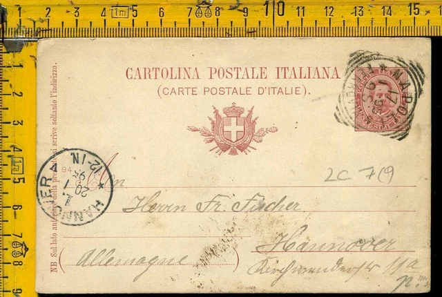 REGNO UMBERTO CARTOLINA intero postale x l' estero lc 719 EUR 2,99 ...