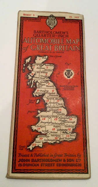 VTG BARTHOLOMEW’S AUTOMOBILE AA CLOTH MAP - SHEET 5 - DUNDEE-PERTH ...