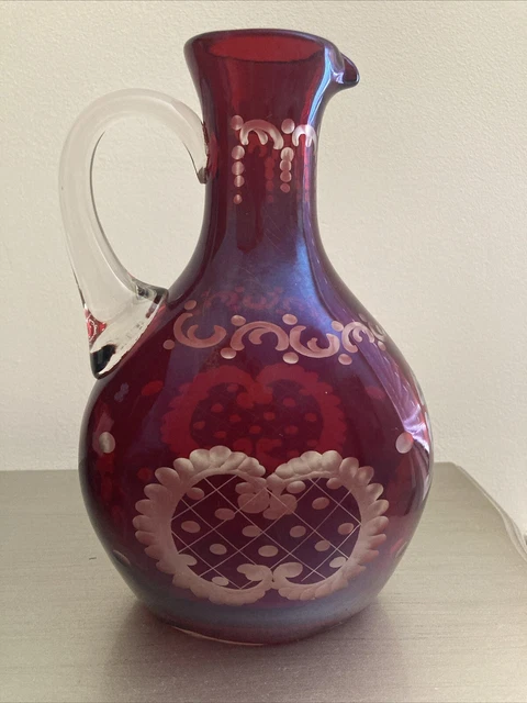 ANTIQUE EGERMANN BOHEMIAN Czech Ruby Red Cut Glass Wine Jug £30.00 ...