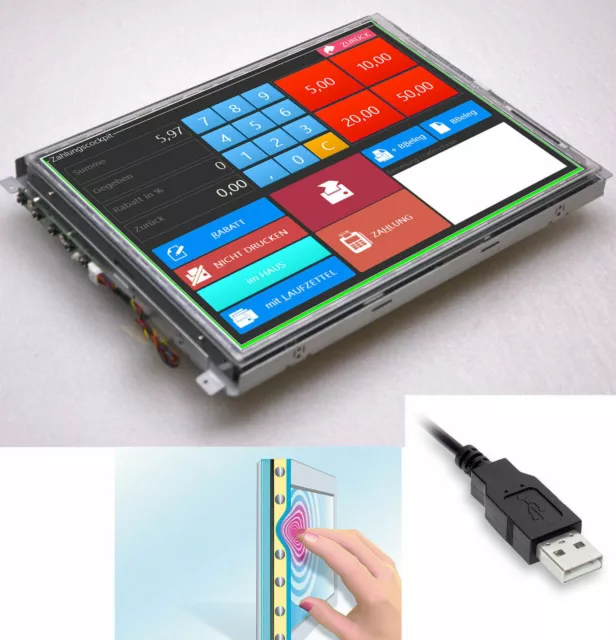 38CM 15& USB ELO TOUCHSCREEN MONITOR CANVYS PV760T FÜR WINDOWS XP 7 8 ...