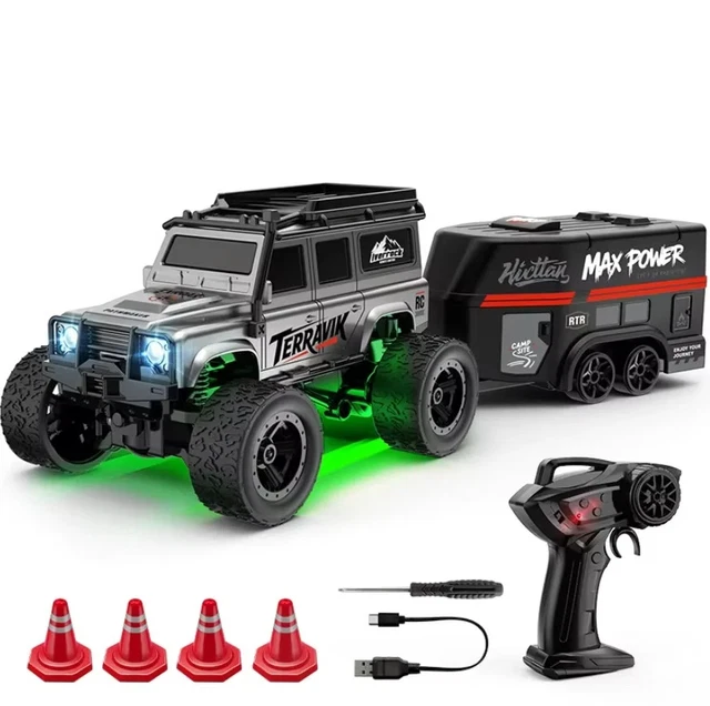 1:64 REMOTE CONTROL Off-Road Vehicle 2.4G mini Desktop Toy Car-with Tow ...