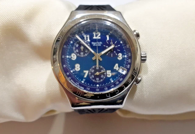SWATCH IRONY CHRONOGRAPH watch AG 1996 Rare Goodyear Eagle F1 strap £26 ...