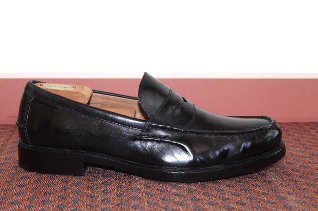 POLO R L Men's DUSTAN 11431 Penny Loafers Shoes, Black Leather Size 11 ...