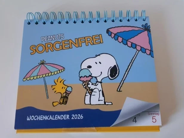 PEANUTS SORGENFREI SNOOPY Tisch Wochen Kalender 2026 NEU & OVP EUR 17 ...