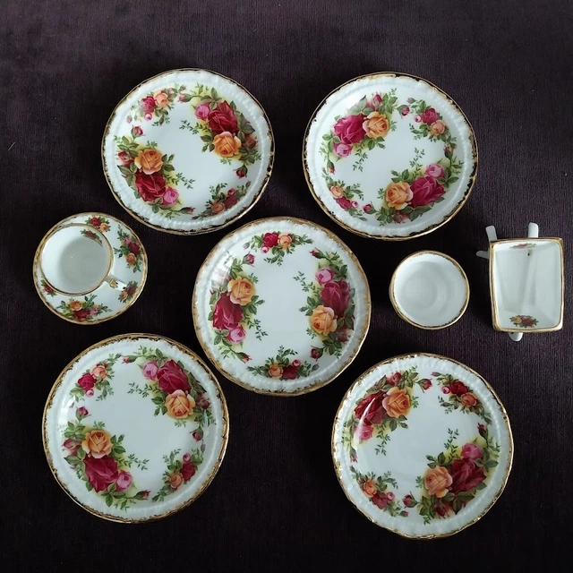 5 ROYAL ALBERT Old Country Rose Small Round Trinket Dish and miniatures ...