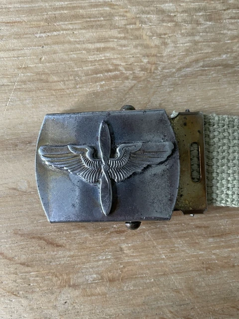 WW2 USAAF OFFICER'S Trouser Belt Original Wings Buckle + Repro Brass ...