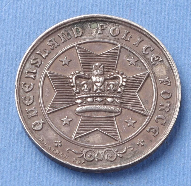 AUSTRALIA 1897 QUEENSLAND Police QV Diamond Jubilee silver medal 368 ...