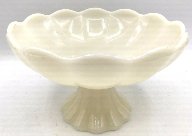 ANCHOR HOCKING FIRE King White Jadeite 1950 Tall Scalloped Pedestal ...