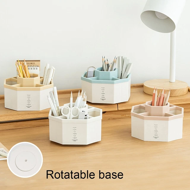 ROTATING 360° PEN Holder Desk Tidy Organizer Pencil Pot Makeup Brush ...