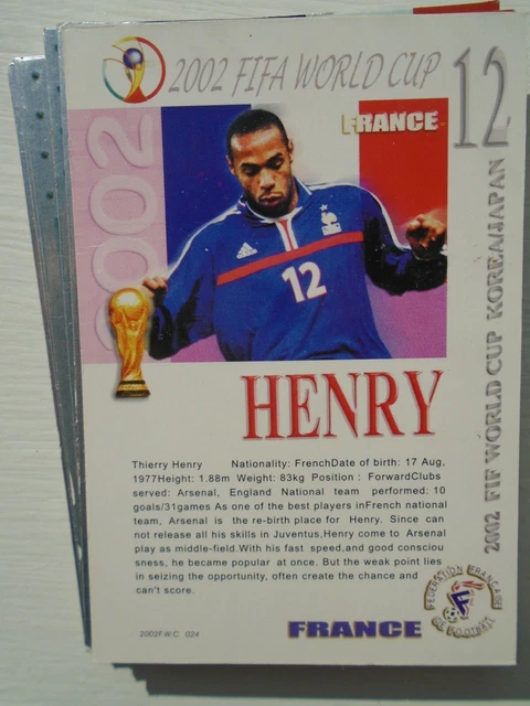 THIERRY HENRY FIFA World Cup 2002 Trading Card France unknown not ...