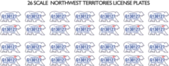 NORTHWEST TERRITORIES NT License Plate Decals For 1:43 Scale Cars $6.95 ...