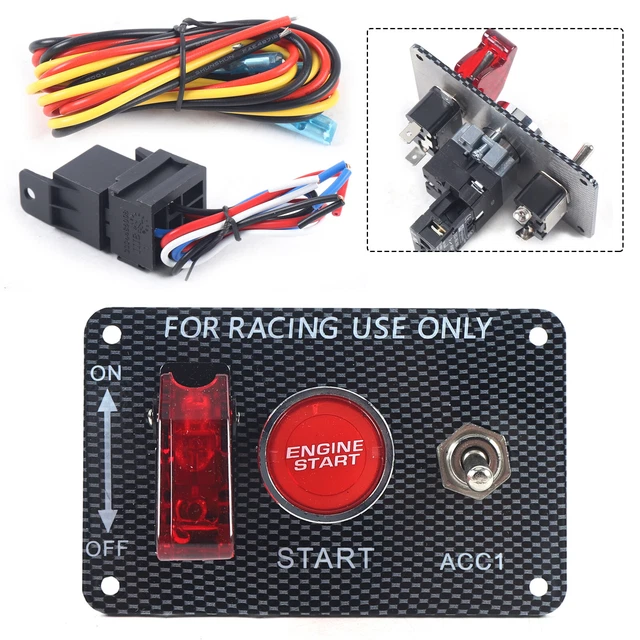 IGNITION SWITCH PANEL LED Engine Start Push Button Toggle 3-Stage ...