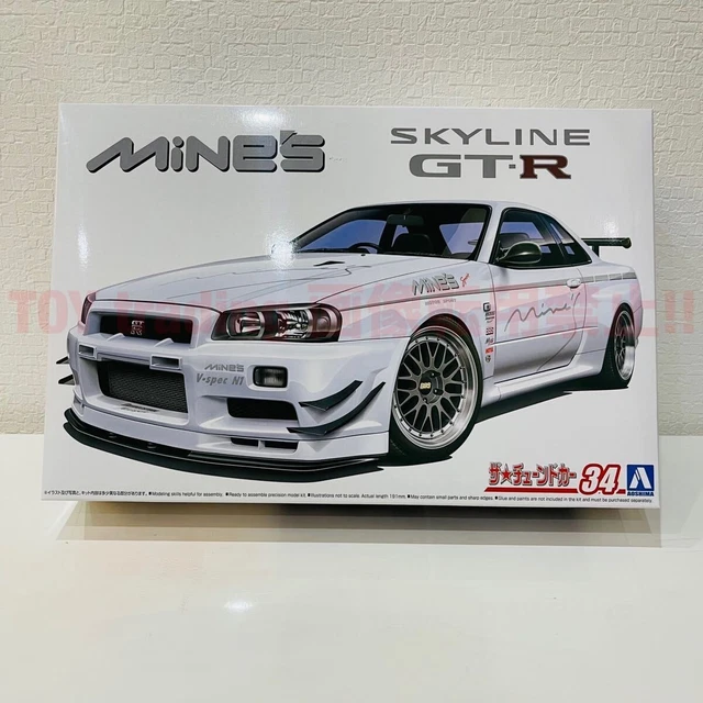 AOSHIMA NISSAN SKYLINE Mines GTR R34 2002 1/24 NISSAN SKYLINE MINE'S ...