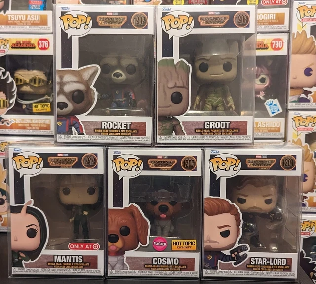 LOT DE 5 Funko Pop, GOTG3 ! Starlord, Rocket, Groot, Cosmo (Flock) et ...