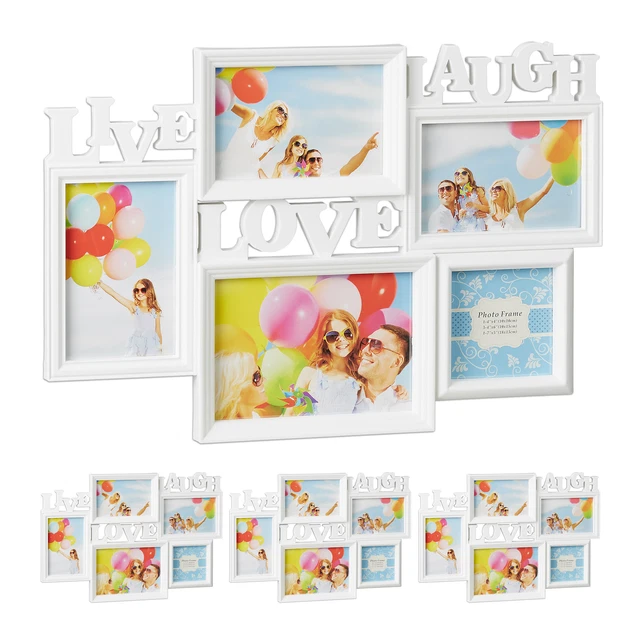 CADRE PHOTOS PÊLE-MÊLE 5 photos Galerie mur Lot de 4 cadre mural Live Love Laugh EUR 46,95 ...