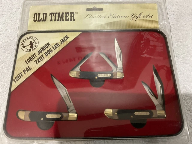 SCHRADE OLD TIMER 3 KNIFE LIMITED EDITION SET Tin 2012 -NEW 1080T 120T ...