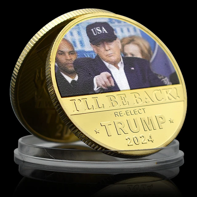 2024 US PRESIDENT Donald Trump Re-elect Gold Coin Ornament Medal Metal ...